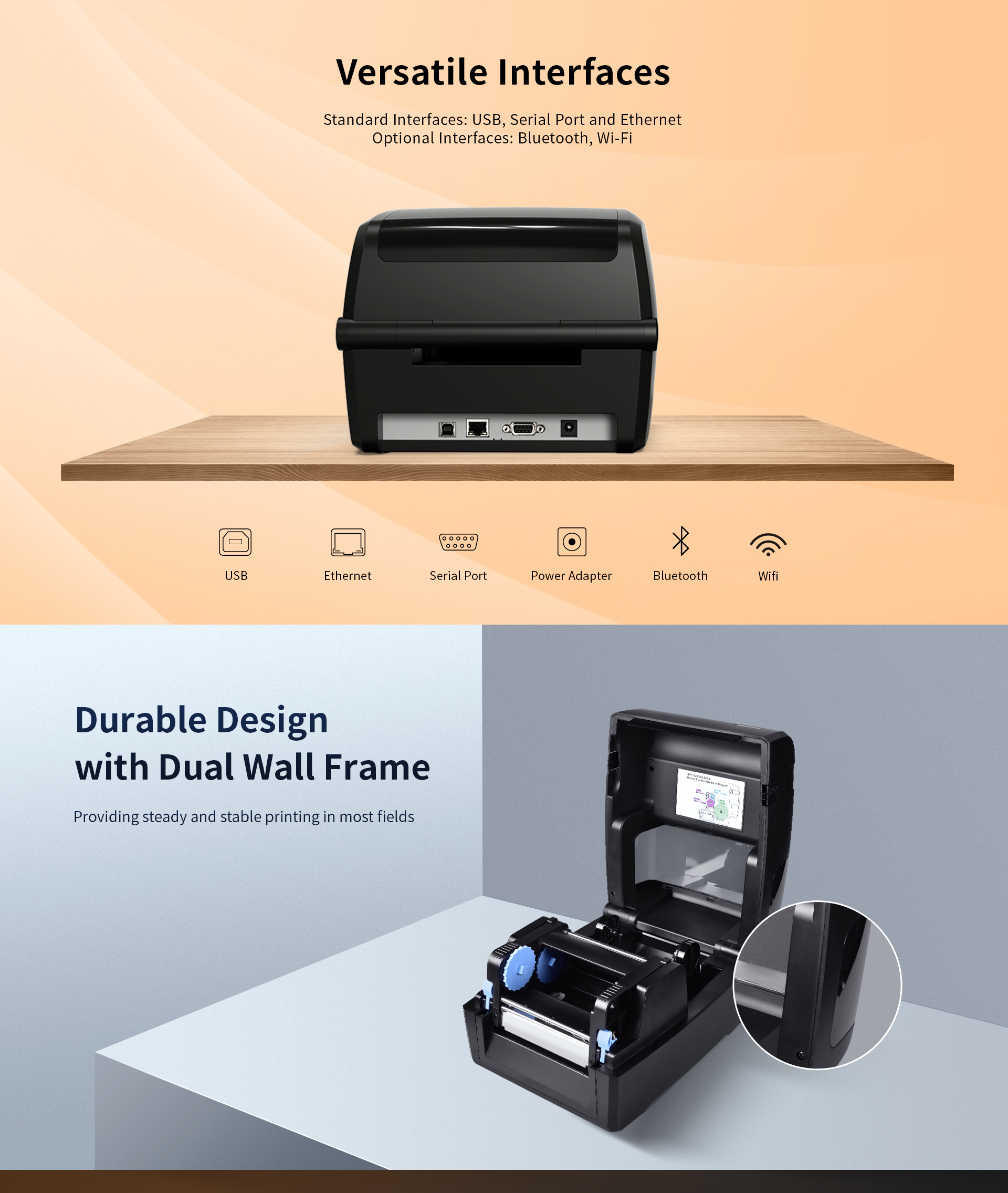 China Thermal Transfer Barcode Printer, WiFi Label Printer HT800/HT830 ...