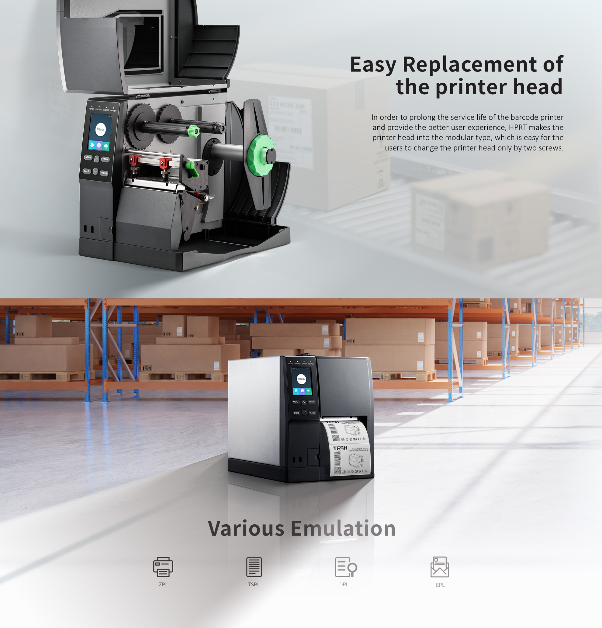 4 inch Thermal & Thermal Transfer Industrial Barcode Label Printer ...