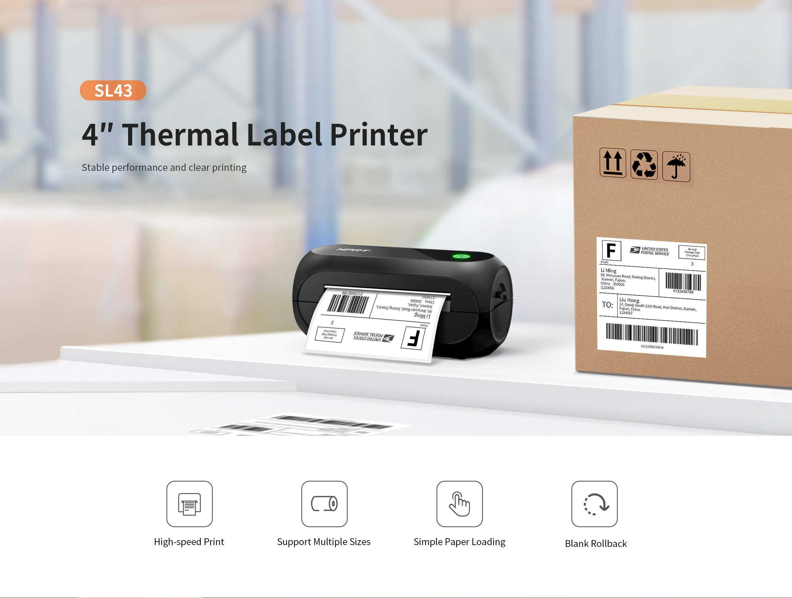 4 inch Thermal Label Printer_label maker for shipping Manufacturer SL43 ...