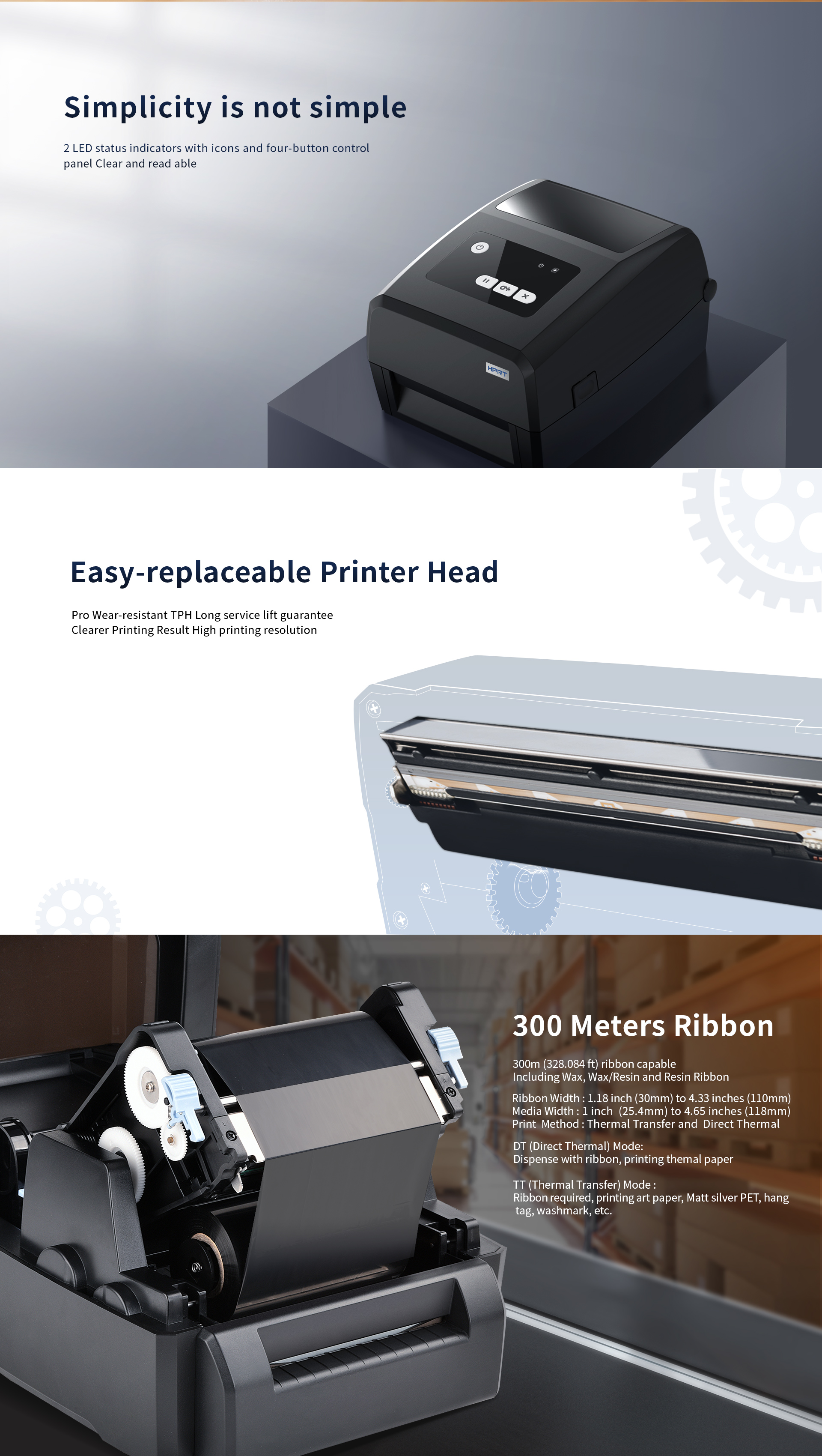 China Thermal Transfer Barcode Printer, WiFi Label Printer HT800/HT830 ...