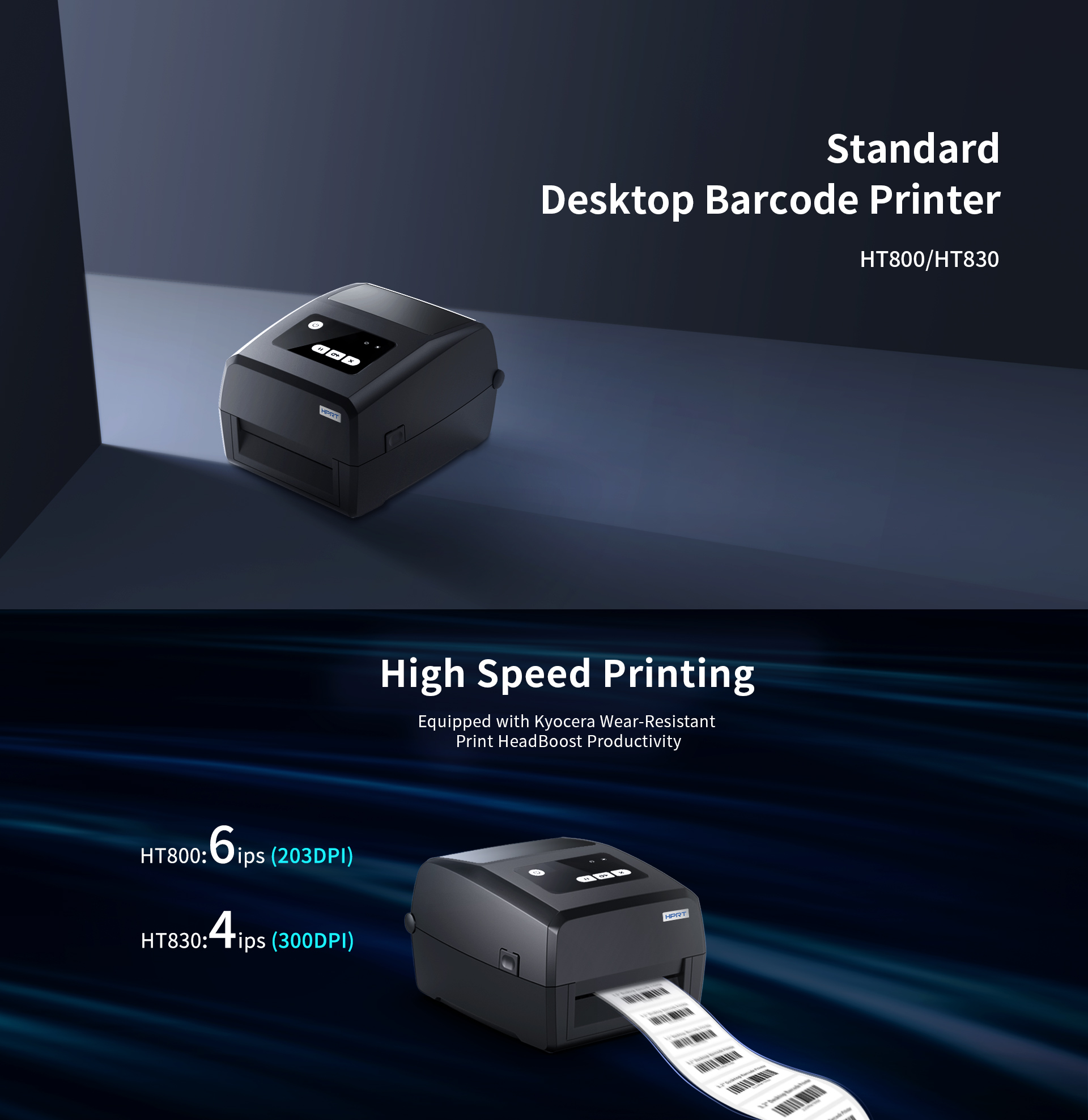 China Thermal Transfer Barcode Printer, WiFi Label Printer HT800/HT830 ...